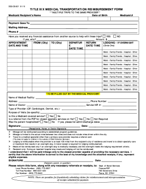 Transportation Reimbursement Form Templates | pdfFiller