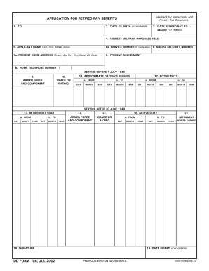 Military Retirement Form Templates | pdfFiller