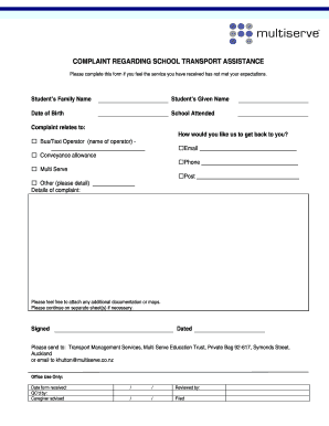 School Transport Form Templates | pdfFiller