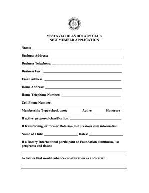 Rotary Membership Form Templates | pdfFiller