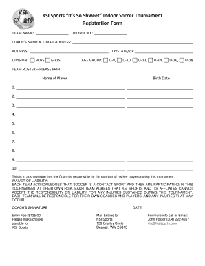 Sports Tournament Registration Form Templates | pdfFiller