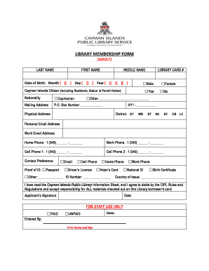 Library Membership Form Sample | pdfFiller