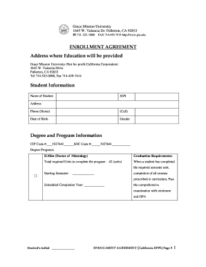 Enrollment Agreement Templates | pdfFiller
