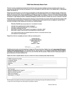 Warranty Return Form Templates | pdfFiller