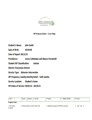 Example Of Progress Report For Students | pdfFiller