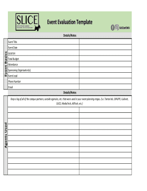 Special Event Evaluation Form Example | pdfFiller