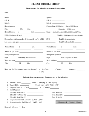 Real Estate Client Information Sheet - Page 2 | pdfFiller