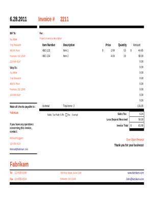 1 Easy Excel Invoice Form | pdfFiller