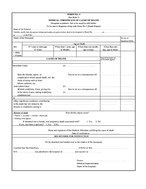 Medical Certificate Of Death Form 16 | pdfFiller