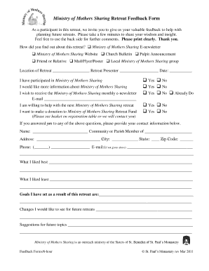 Feedback Form Pdf | pdfFiller