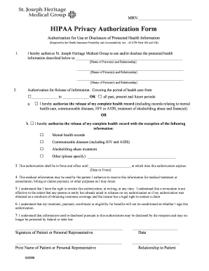 hipaa authorization form for family members Templates - Fillable ...