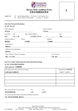 Free Audition Forms - Page 2 | pdfFiller